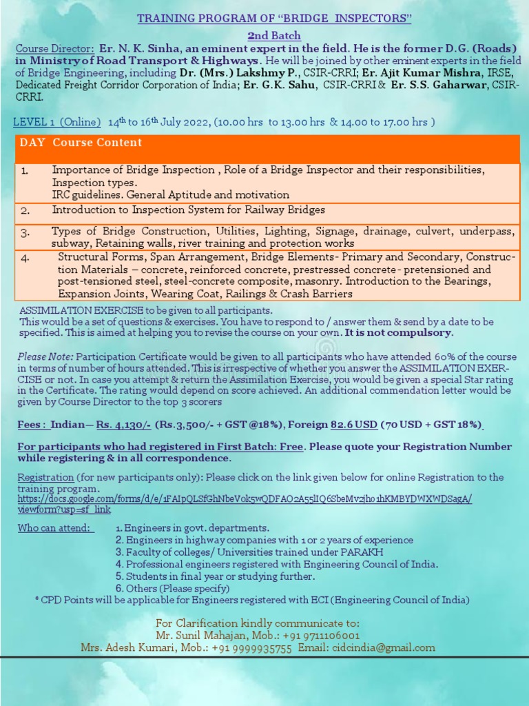 Bridge - Inspectors - Training - Level - 1 (2nd Batch) | PDF | Bridge ...