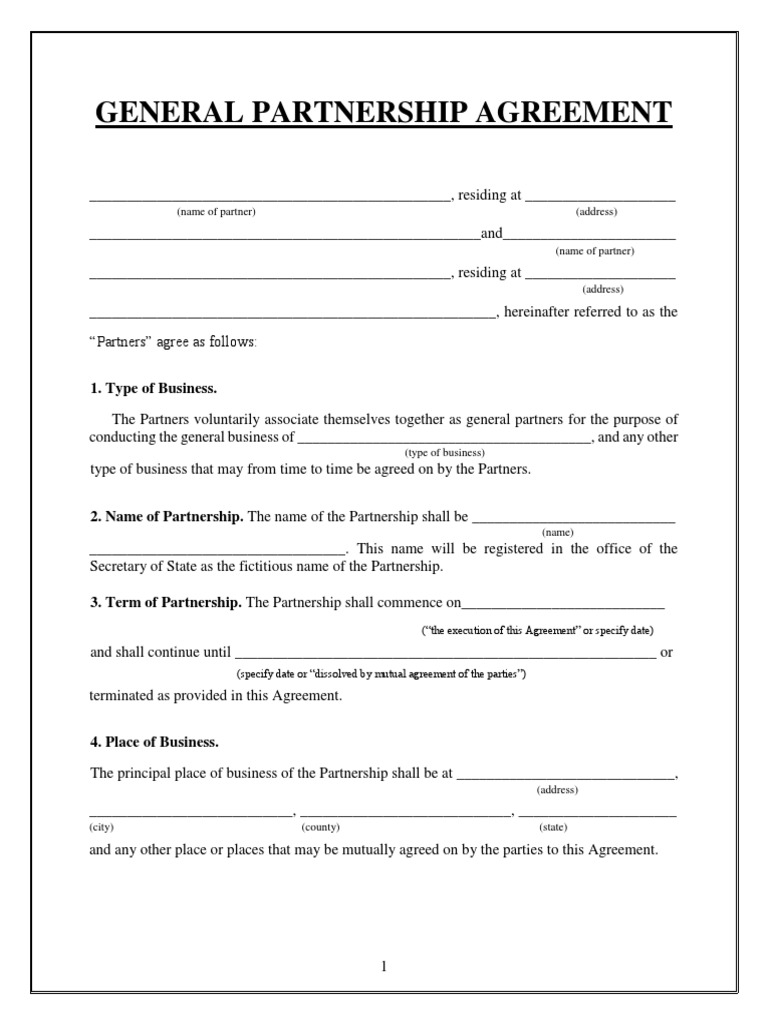 General Partnership Agreement | PDF | Partnership | General Partnership