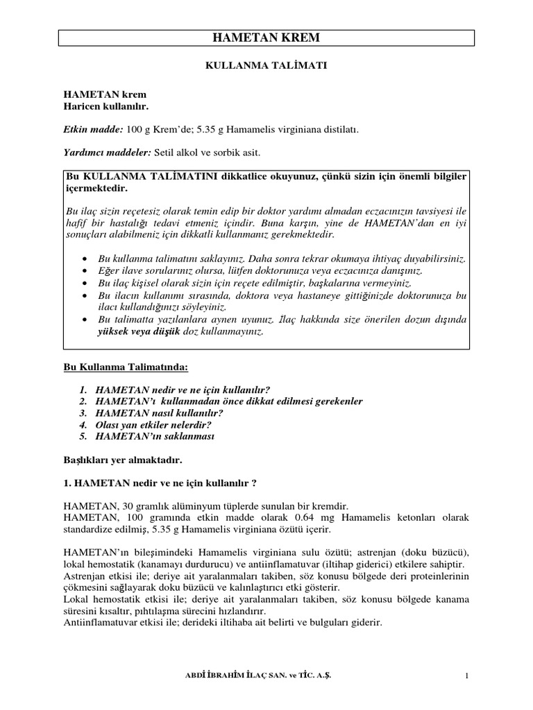 Hametan Krem KT PDF | PDF