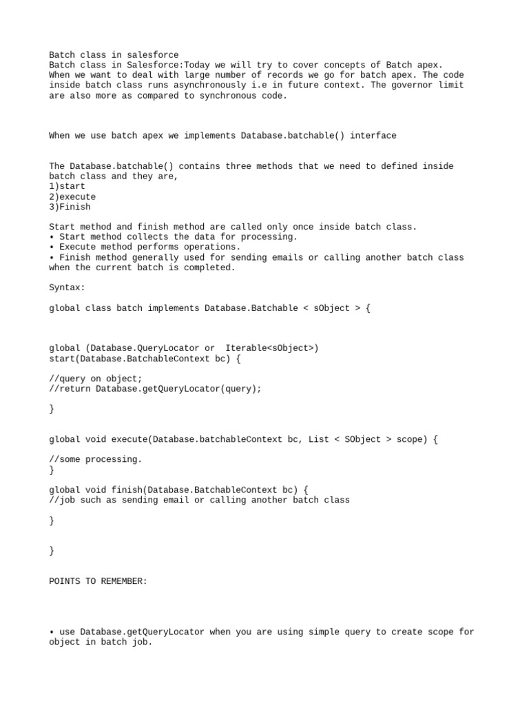 Batch Apex Salesforce | PDF | Databases | Class (Computer Programming)