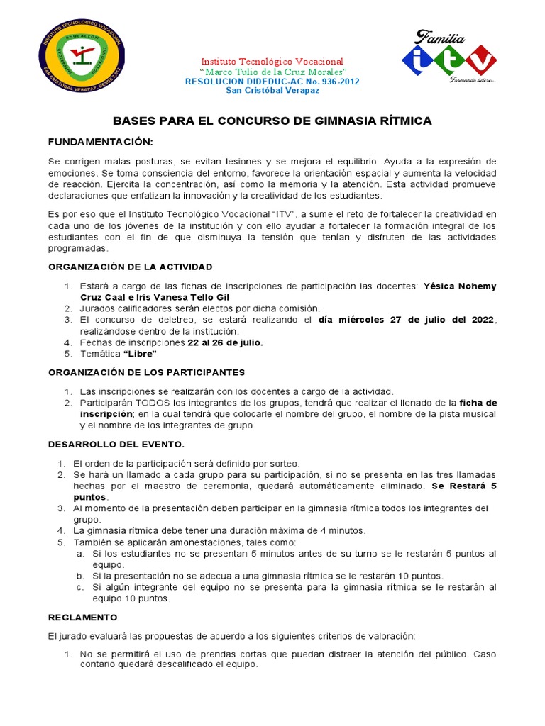 Bases de Gimnsia Ritmica | PDF