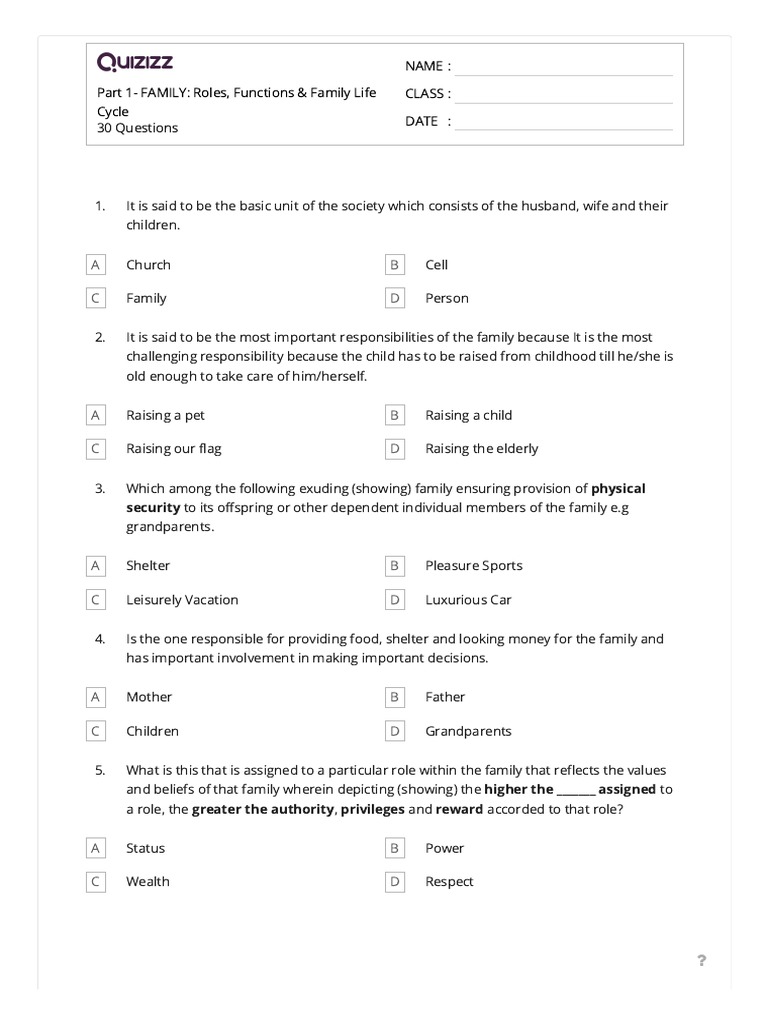 Part 1 - FAMILY - Roles, Functions & Family Life Cycle | PDF | Family ...