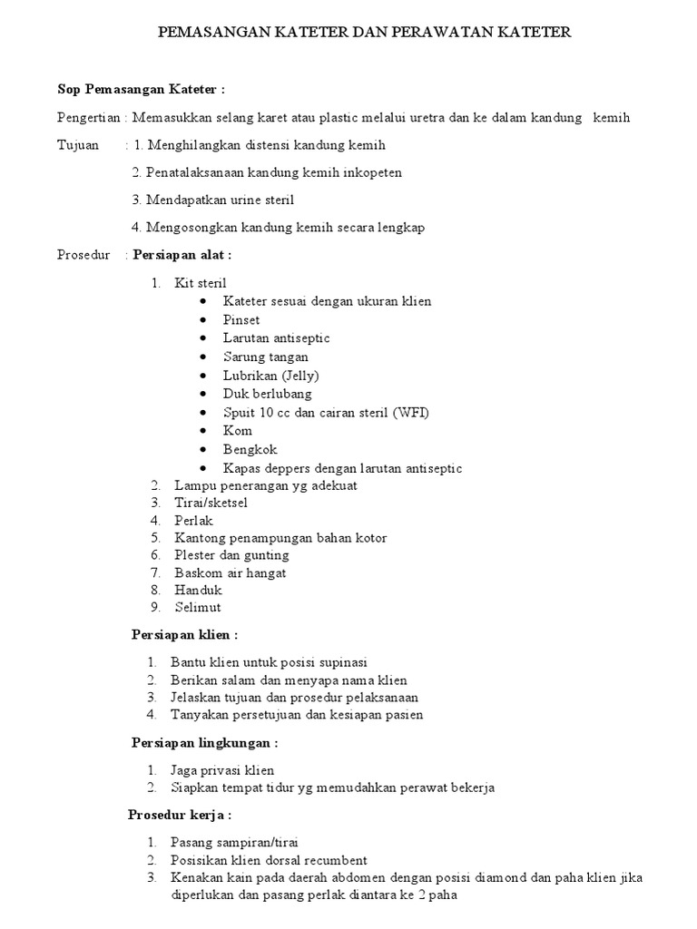 Pemasangan Kateter Dan Perawatan Kateter | PDF