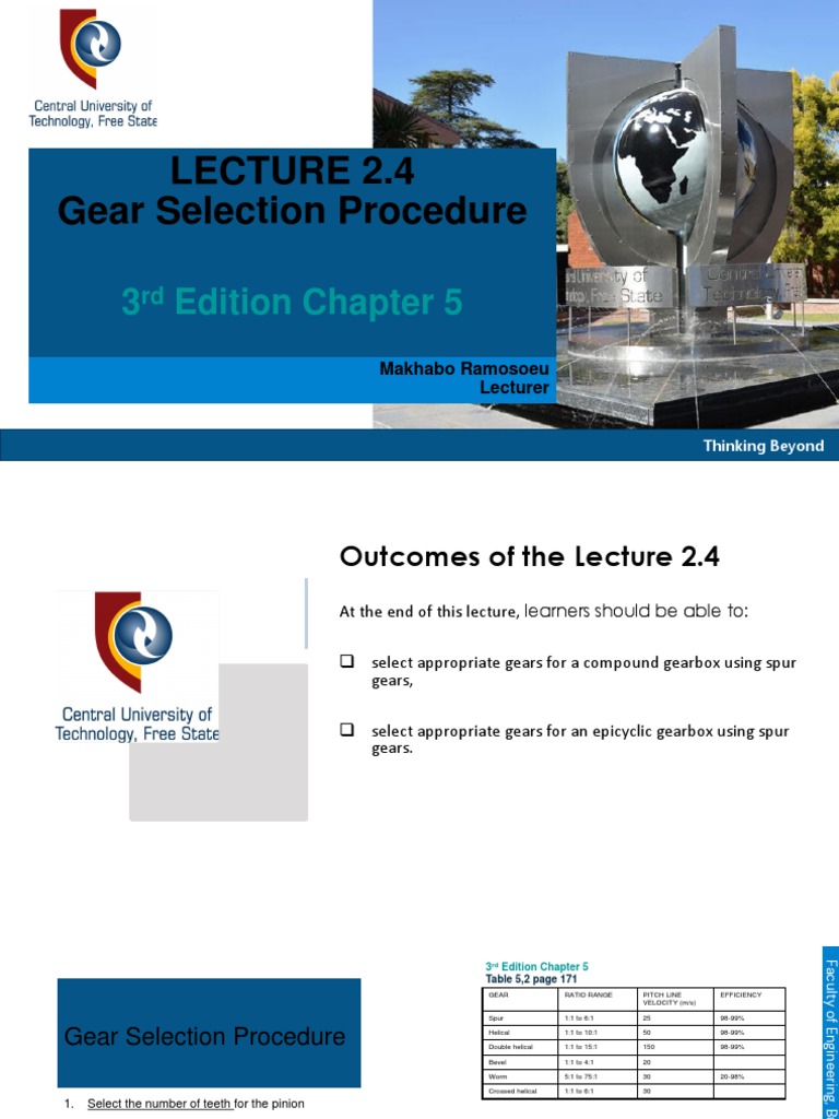 Lecture 2 4 Spur Gear Selection Procedure Pdf Gear Classical