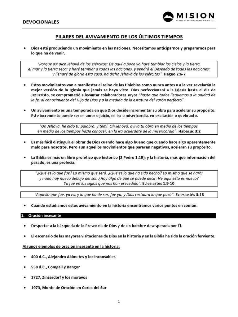 Pilares Del Avivamiento de Los Últimos Tiempos Devo 3-12 | PDF | Jesús | Gran comisión