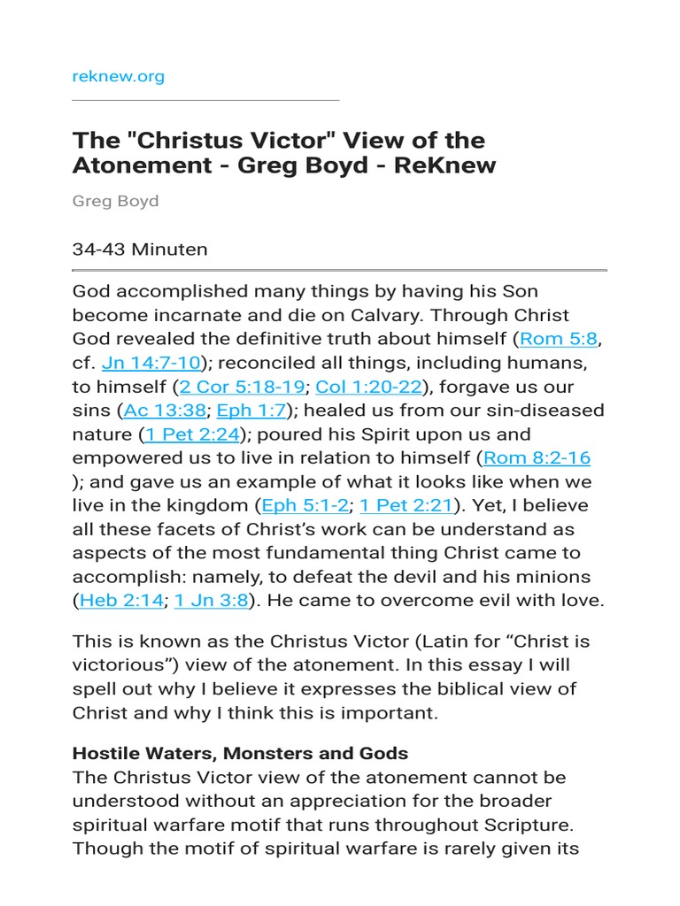 The Christus Victor View of The Atonement - Greg Boyd | Download Free ...