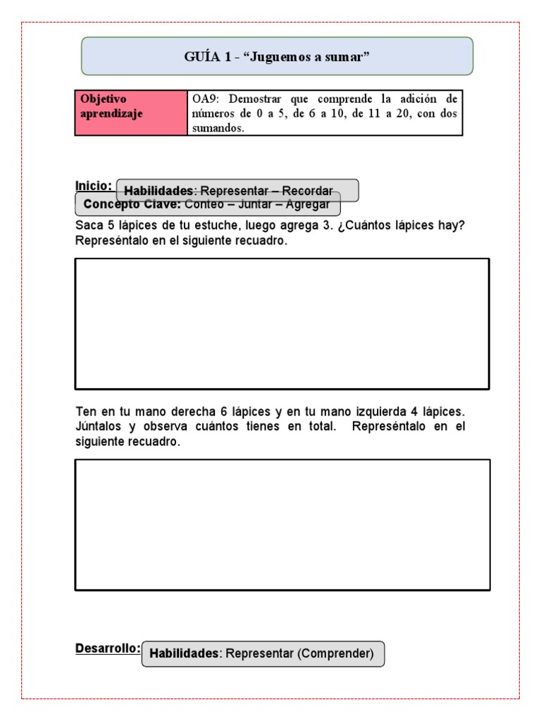 Guía 1 - "Juguemos A Sumar" | PDF