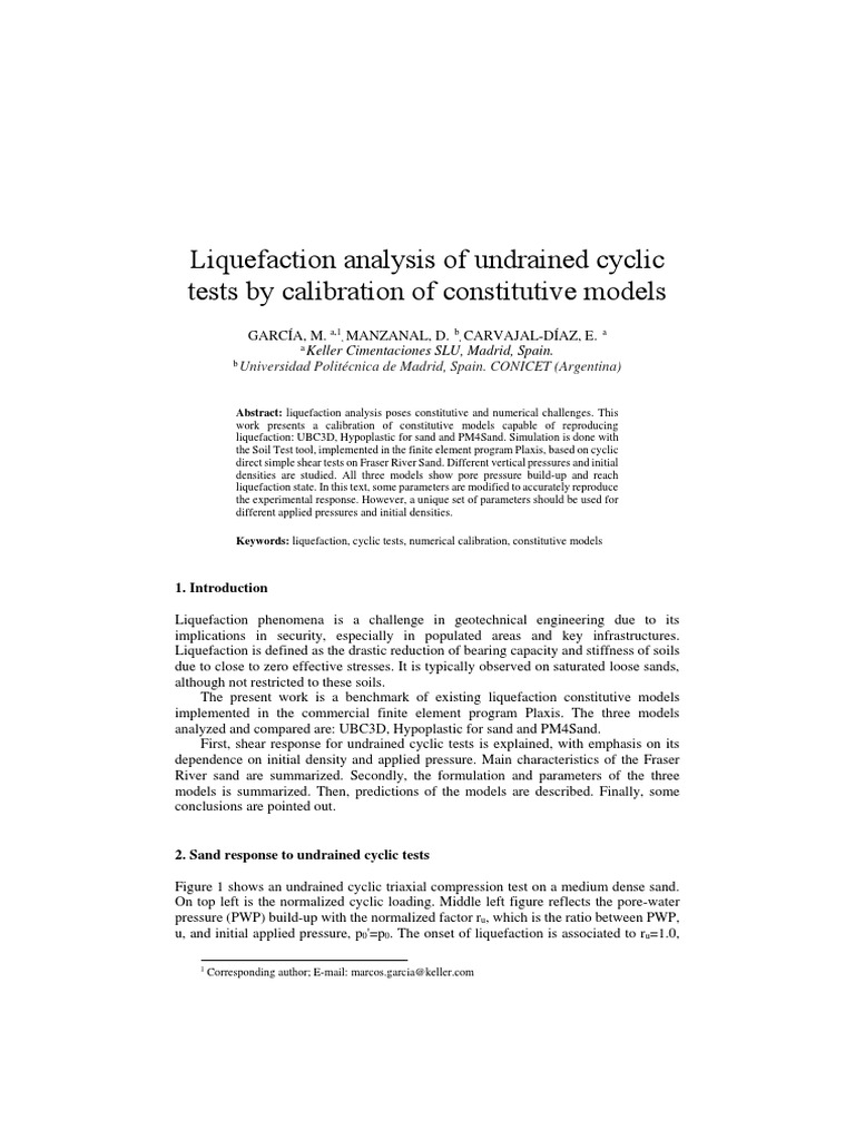 Liquefaction Analysis via Constitutive Models | PDF | Stress (Mechanics ...