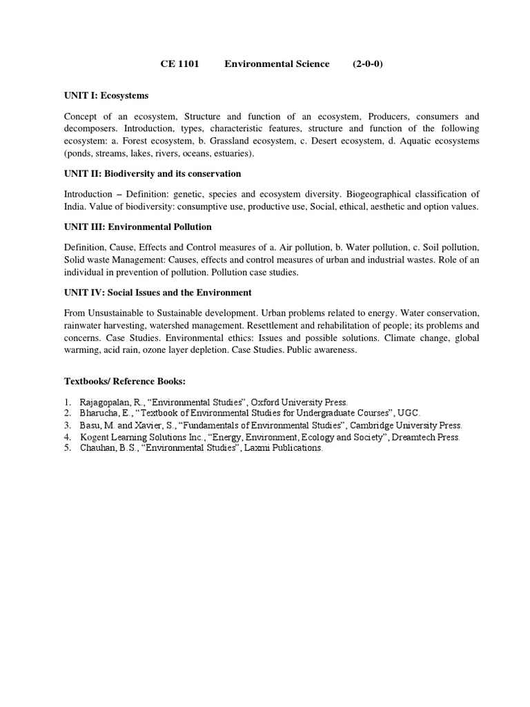 Env. and Eco. - Syllabus | PDF
