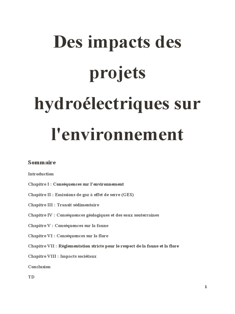 Cours - Impacts Des Projets Hydroélectriques - ENREN | PDF | Lac de ...