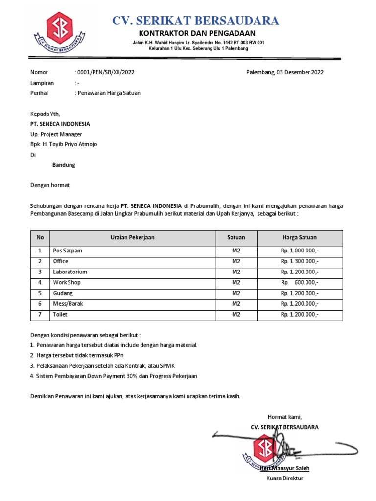 Penawaran Pemb. Base Camp | PDF