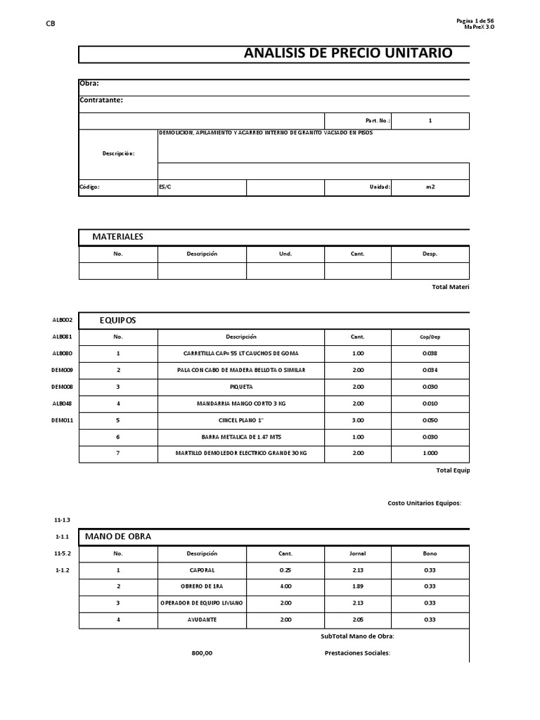 Analisis de Precio Unitario: Materiales | PDF | Material compuesto | edificio