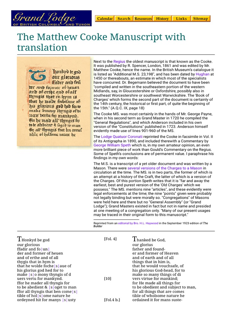 Cooke Manuscript With Translation | PDF