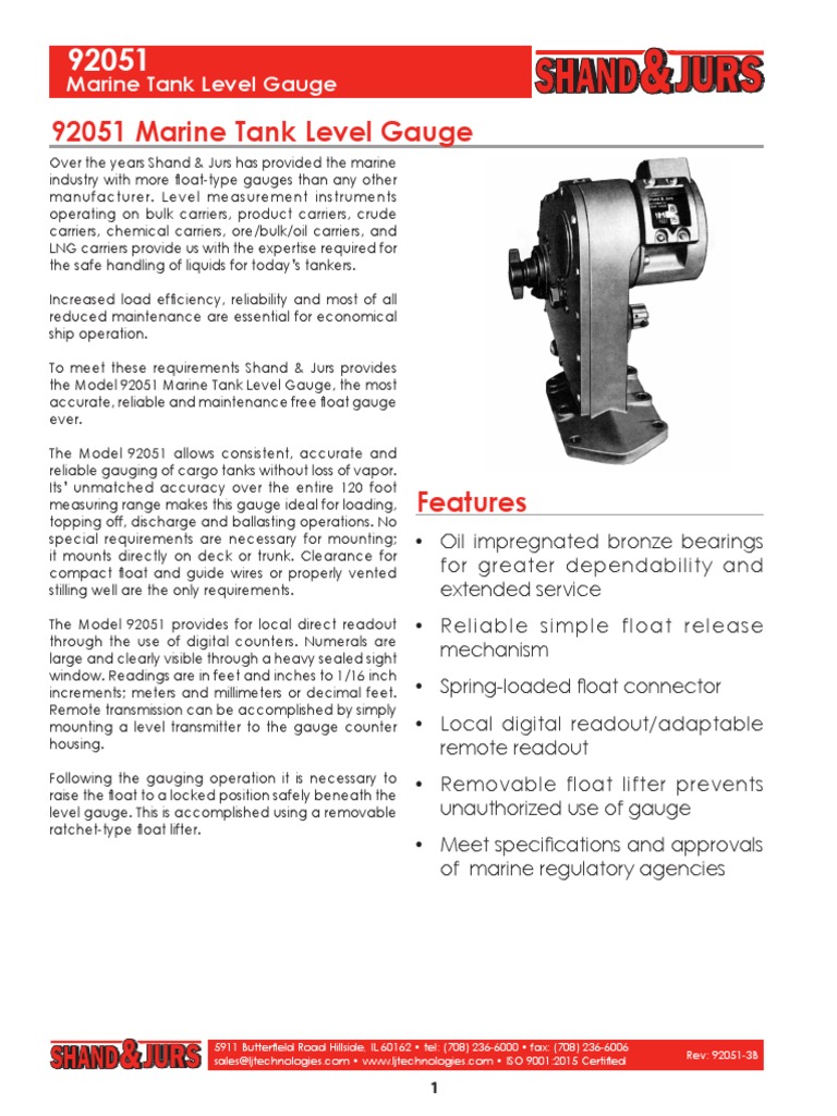 Marine Tank Level Gauge | PDF | Foot (Unit) | Calibration