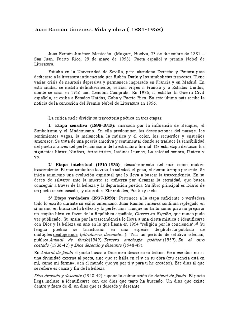 Juan Ramón Jiménez: Vida y Poesía | PDF | Arte | Poesía