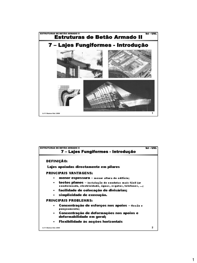 7 Lajes Fungiformes-Introducao Estruturas de Betao Aremado | PDF | Concreto | Ciências Físicas