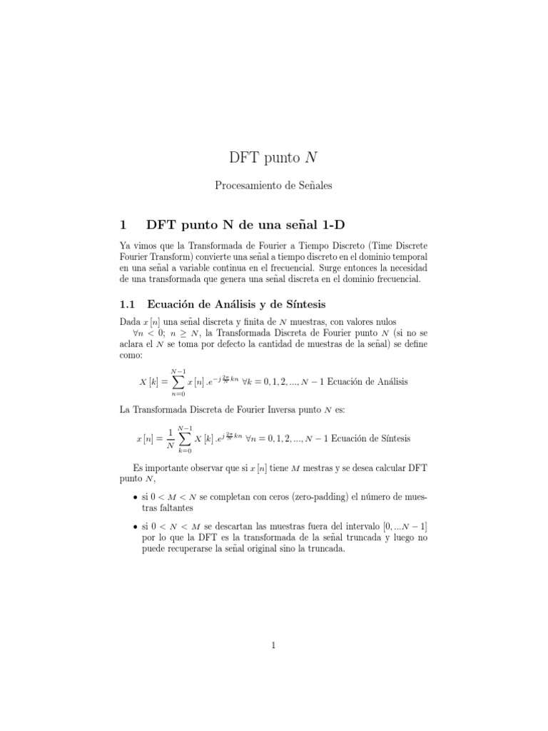 DFT Punto N: Transformada y Propiedades | PDF | Transformada discreta ...