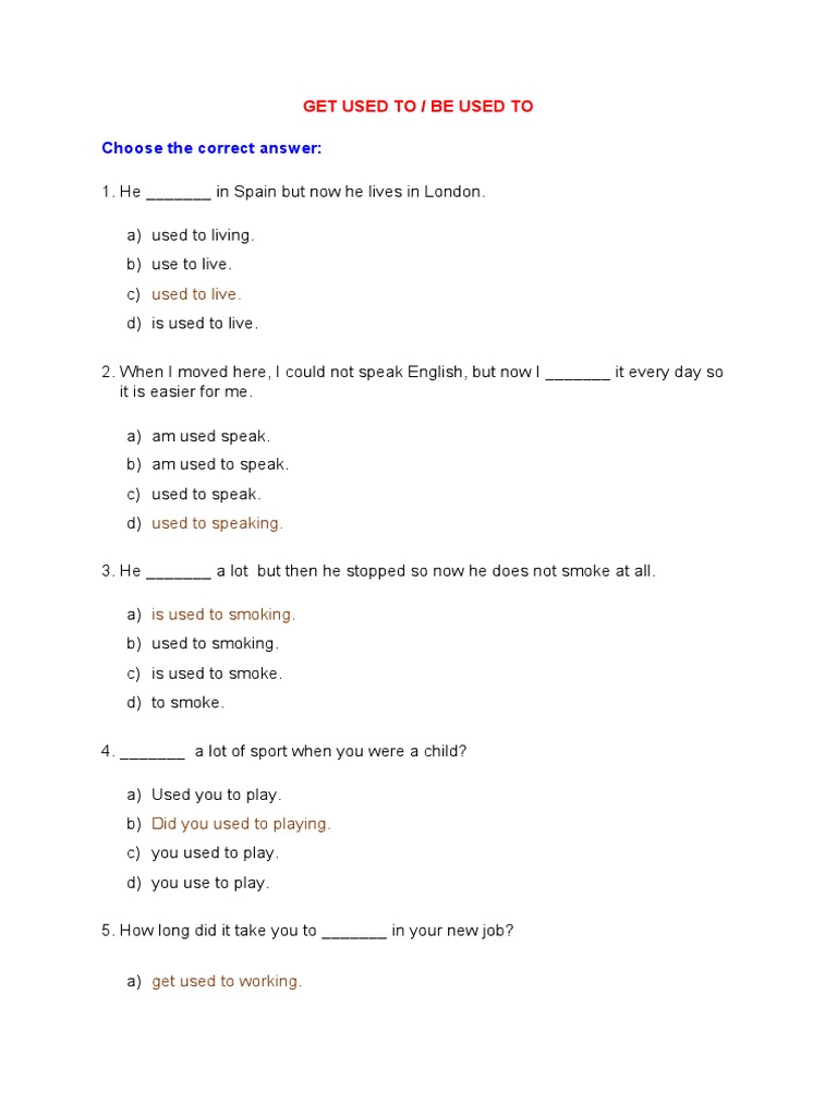 Used To Exercises | PDF