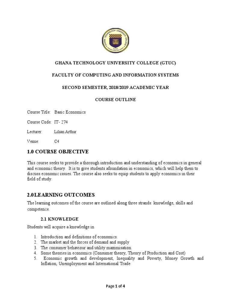 Basic Economics Course Outline | PDF | Economics | Elasticity (Economics)