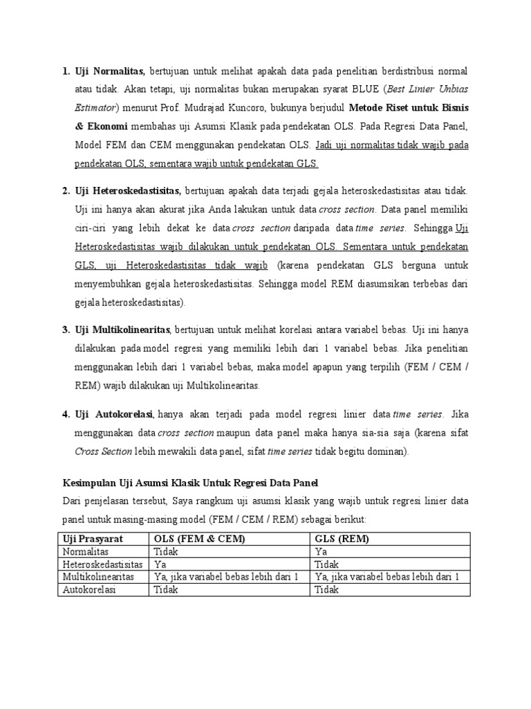 Asumsi Klasik | PDF | Metode & Bahan Ajar | Teknologi & Rekayasa
