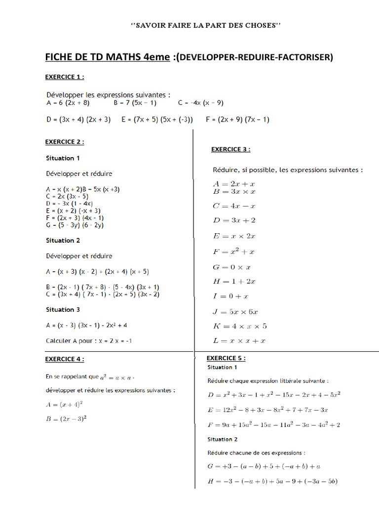 Exercices de Maths 4ème Corrigés | PDF | Méthodes et références ...