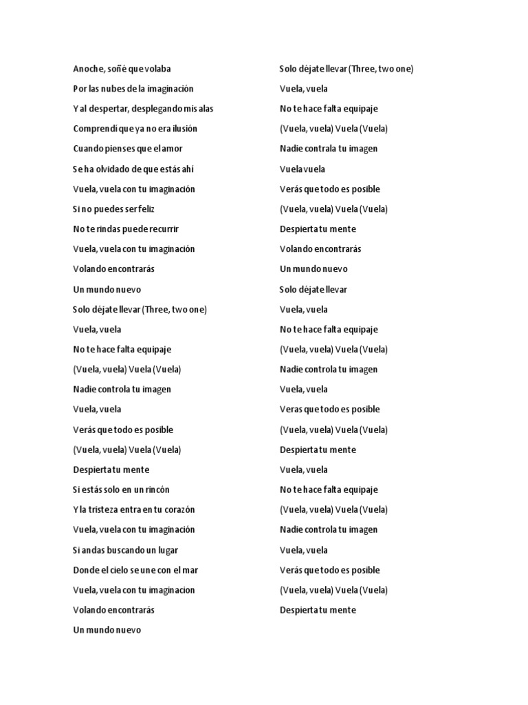 Vuela Vuela Letra | PDF