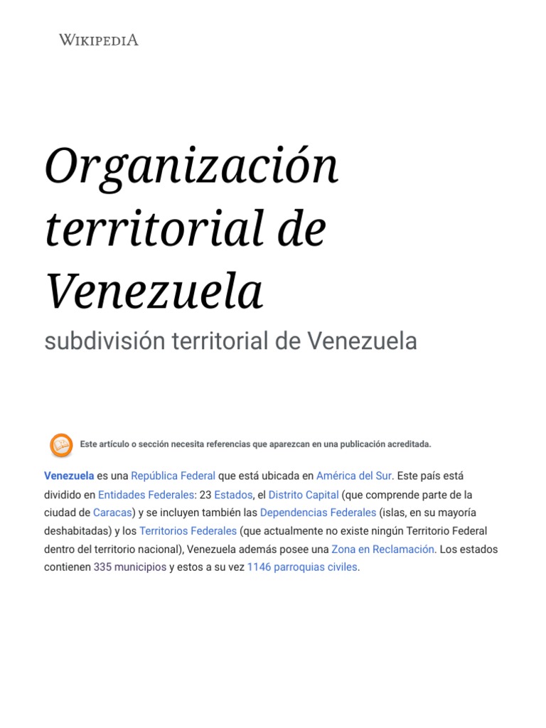 Organización Territorial de Venezuela - Wikipedia, La Enciclopedia ...