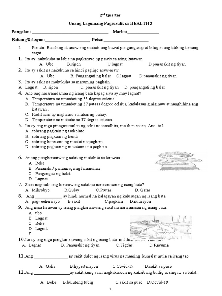 HEALTH 3 Q2 1st Summative Test | PDF