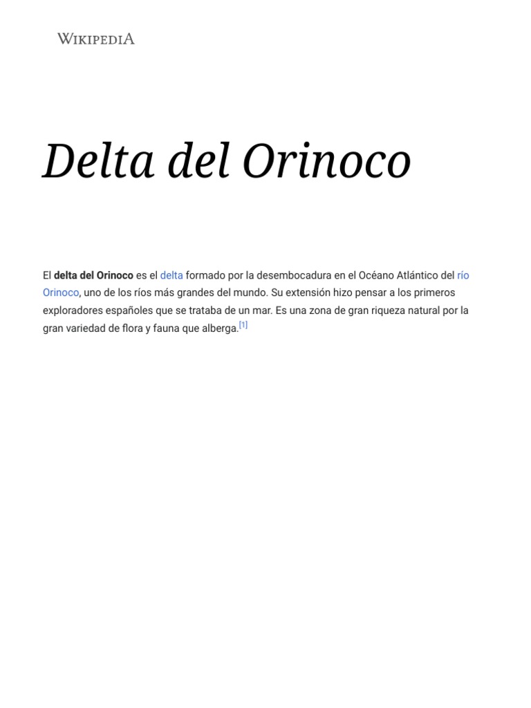 Delta Del Orinoco - Wikipedia, La Enciclopedia Libre | PDF | Naturaleza | Geografía