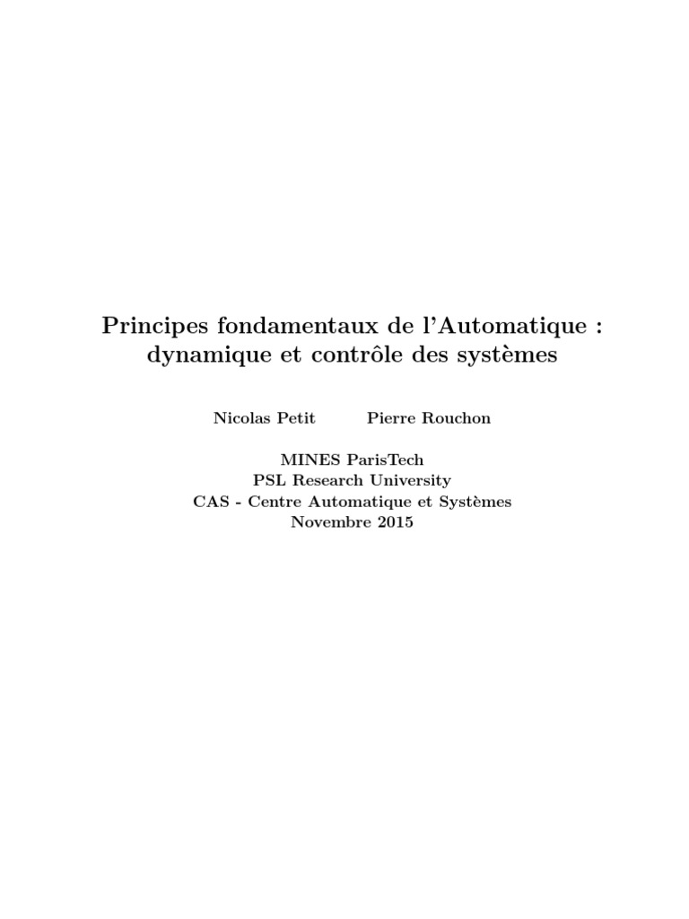 Automatique Lineaire | PDF | Automatisation | Équations