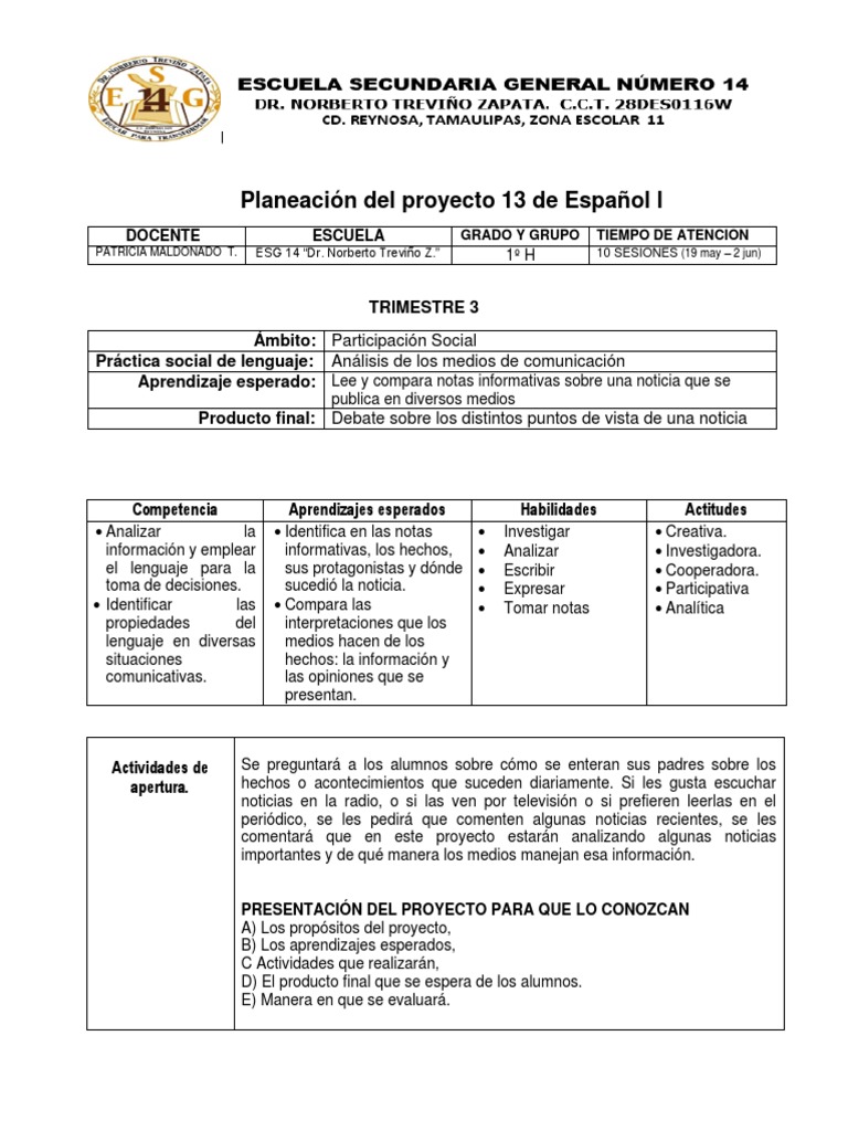 1°proyecto 13-La Nota Informativa | PDF | Ciencias sociales