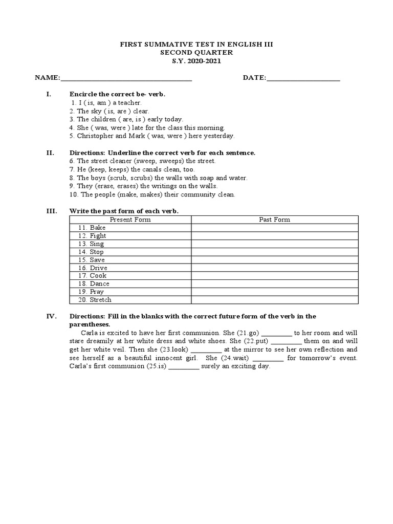 First Summative Test in English Iii | PDF