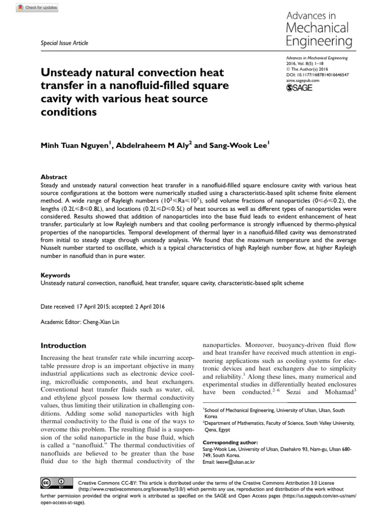 Unsteady Natural Convection Heat Transfer in A Nanofluid-Filled Square Cavity With Various Heat ...