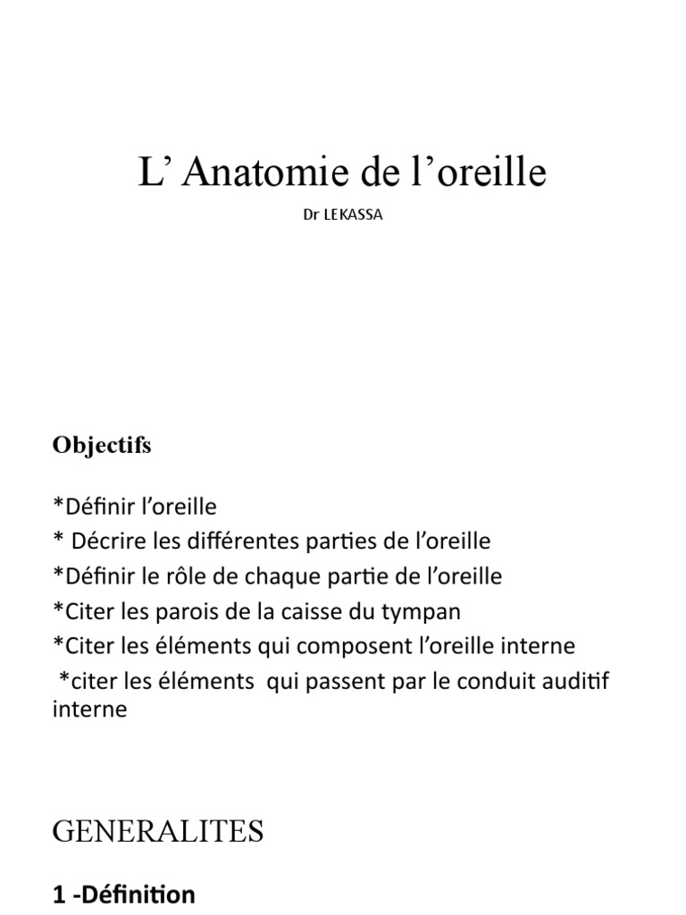 Anatomie de l'oreille : structure et fonction | PDF | Oreille | Système ...