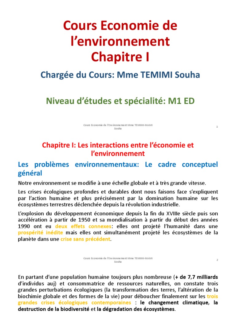 Économie de l'Environnement : Concepts Clés | PDF | Économie | Prix