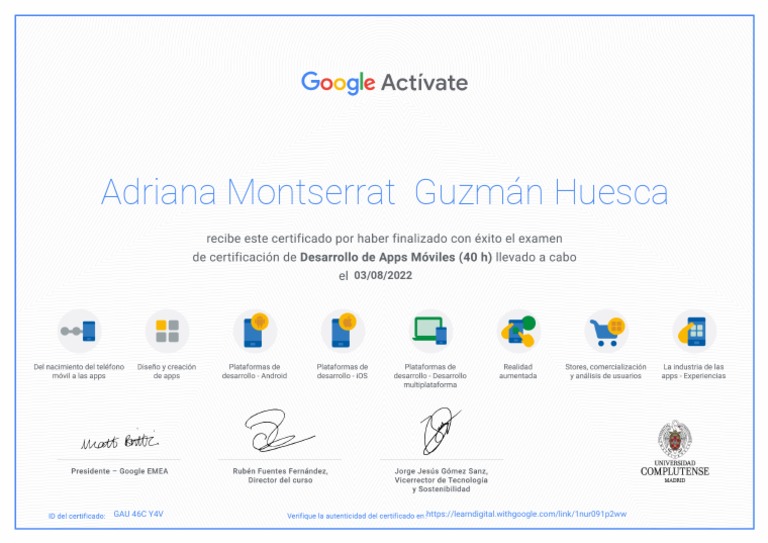 Certificado de Curso Desarrollo de Aplicaciones | PDF Certificado de Curso Desarrollo de Aplicaciones | PDF