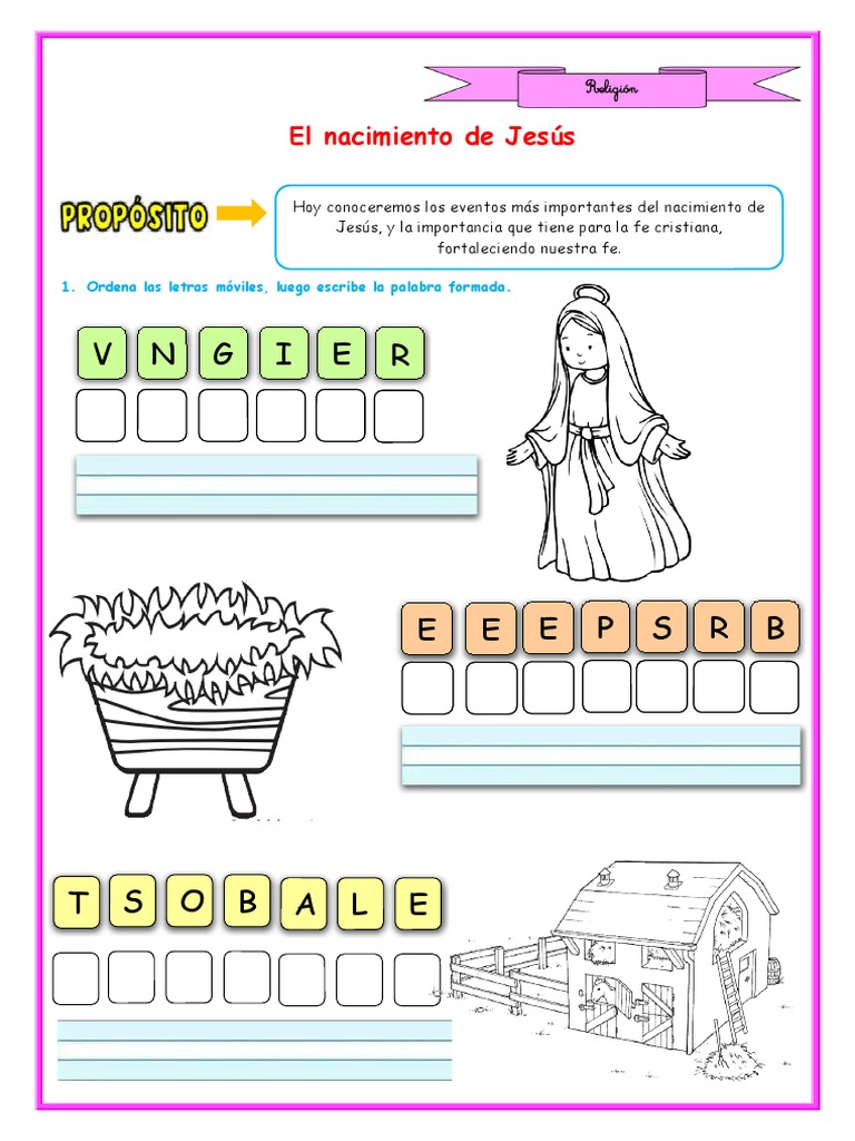 E11 S2 FICHA D5 RELIGIÓN EL NACIMIENTO DE JESUS.docx | PDF | Jesús