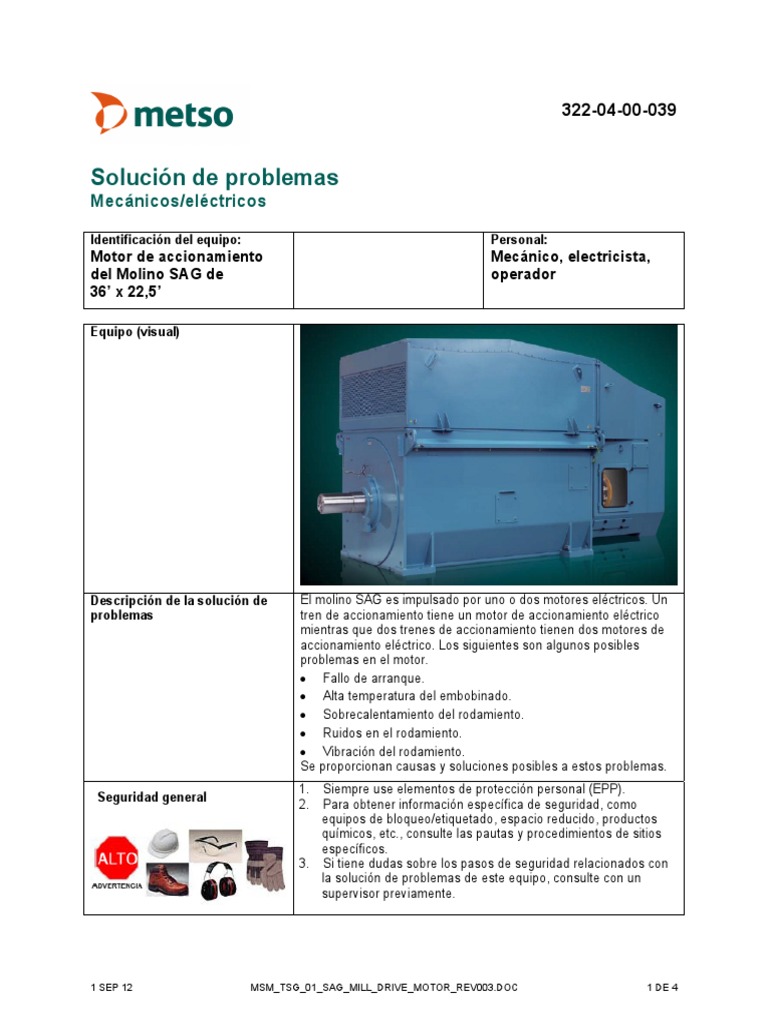 MSM TSG 01 Sag Mill Drive Motor Rev003 | PDF