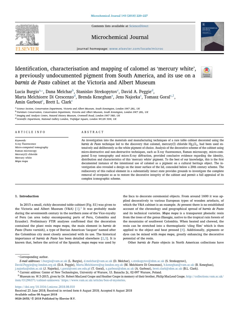 Identi Cation, Characterisation and Mapping of Calomel As Mercury White ...