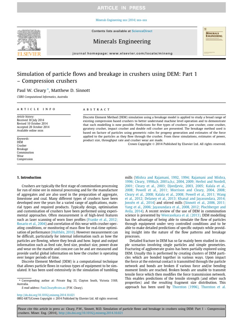 Simulation of Particle Flows and Breakage in Crushers Using DEM Part 1 ...