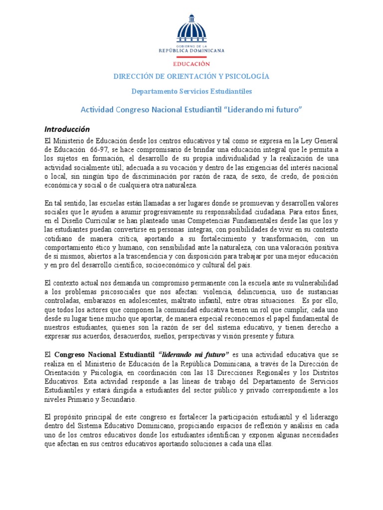 Documento Base Congreso Estudiantil 2023 | PDF | Tolerancia | Comportamiento