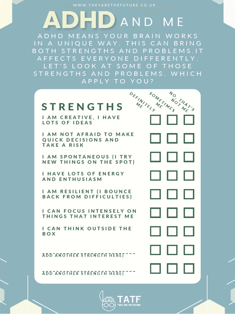 Adhd and Me Fillable | PDF | Neuroscience | Psychological Concepts