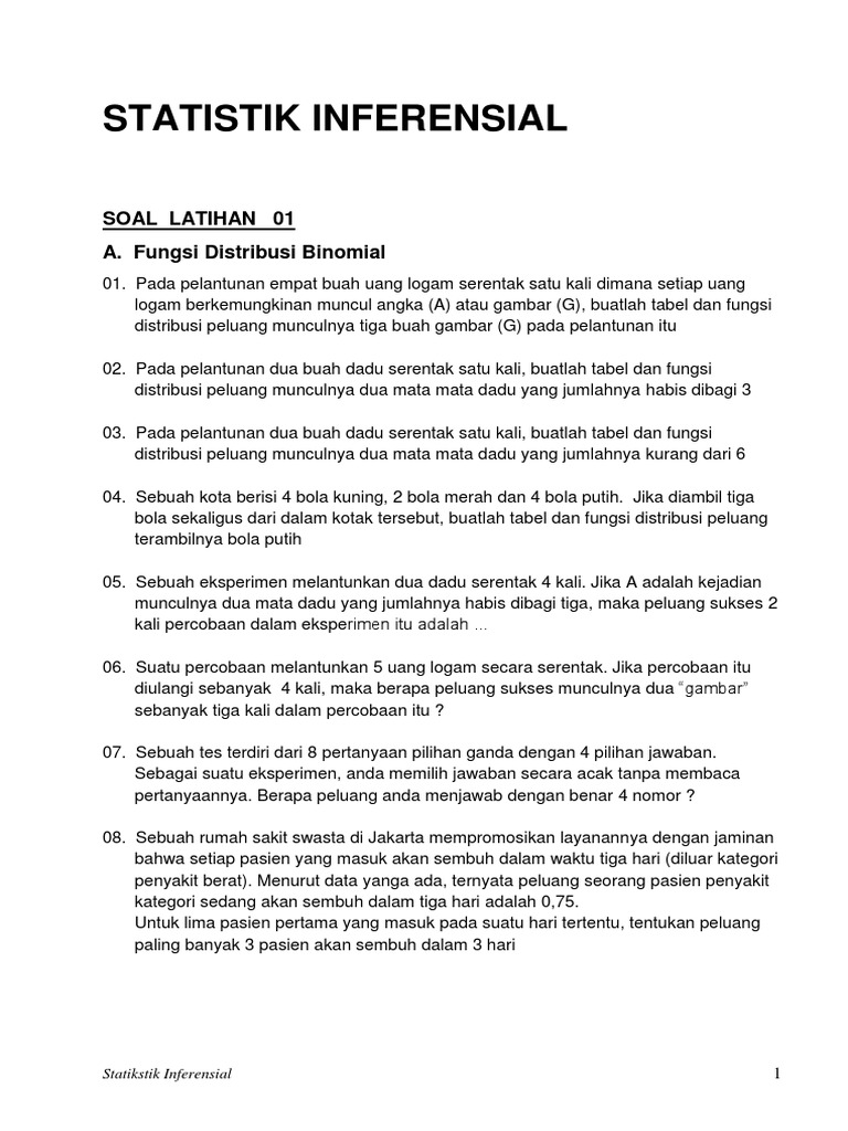 15-Latihan 13-Fungsi Distribusi Peluang 14-Distribusi Binomial (Wwwdefantricom) - 230131 ...