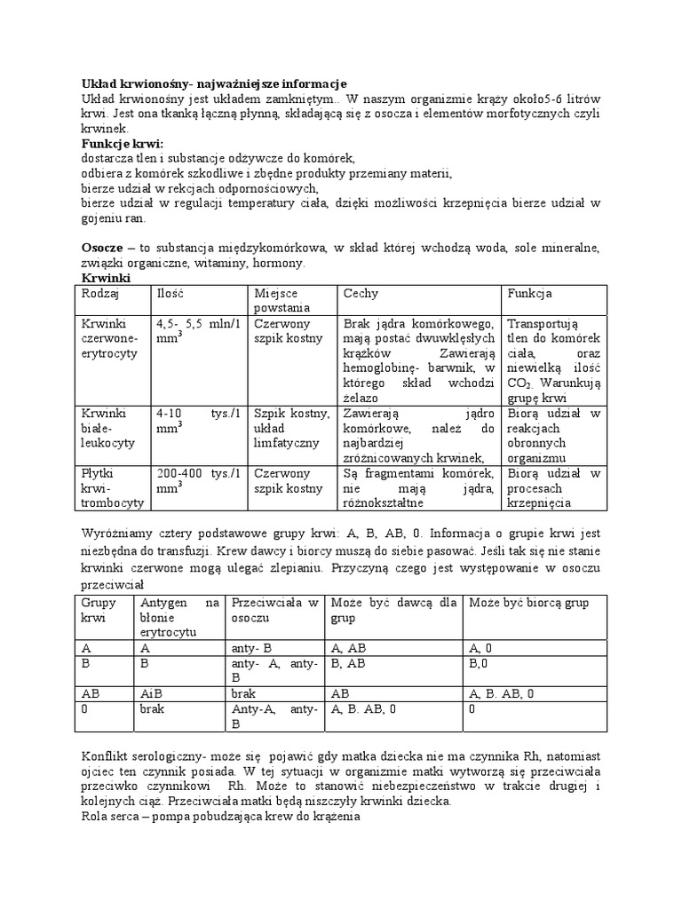 Uklad Krwionosny | PDF