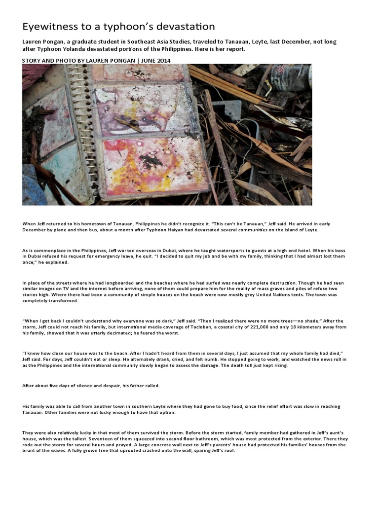 Eyewitness To A Typhoon | PDF | Natural Disasters | Disasters