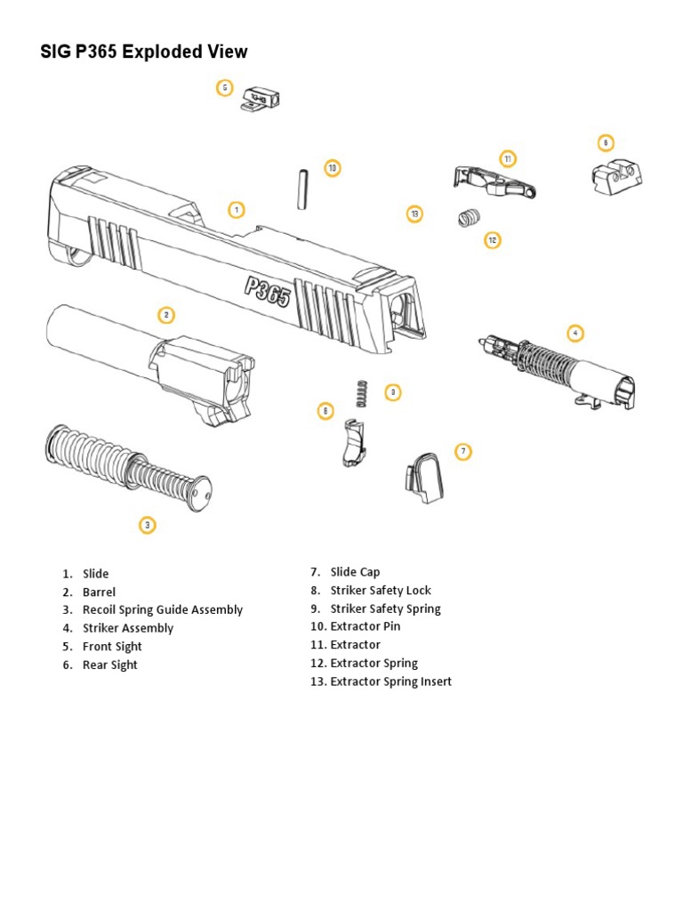 SIG P365 Exploded Parts Diagram | PDF