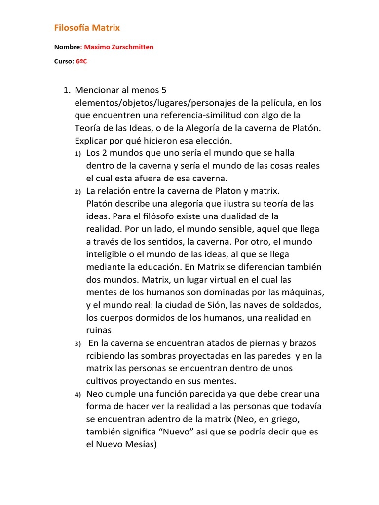 Matrix Filosofia | PDF | Platón | Realidad