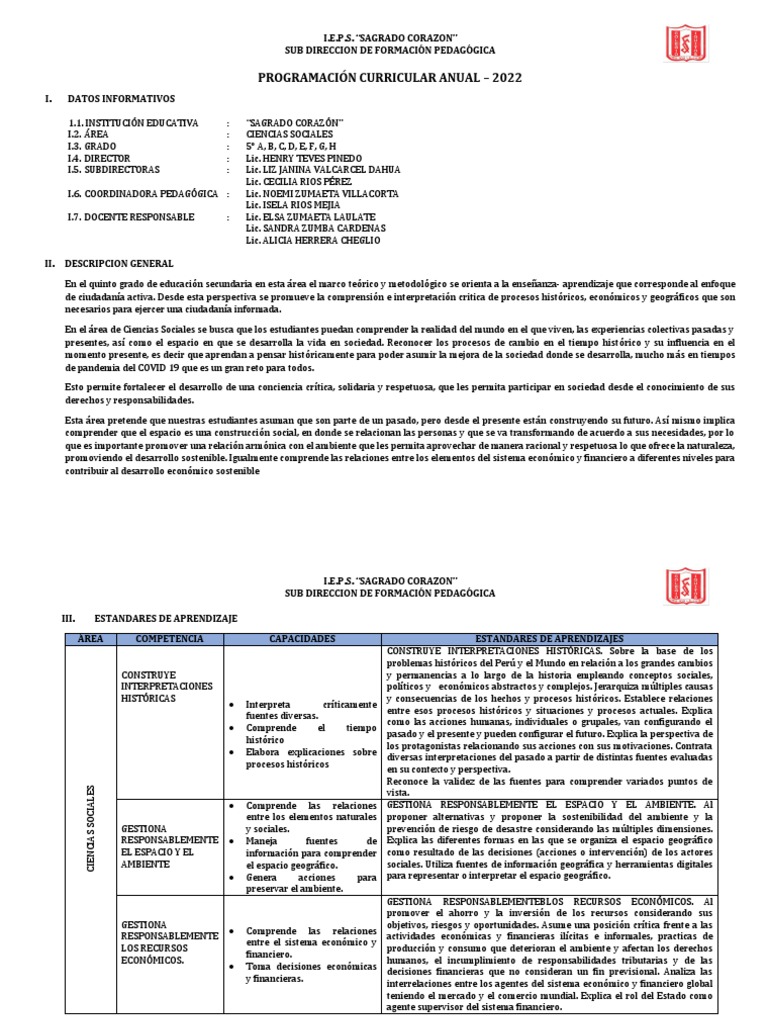 5to Programación CCSS | PDF | Aprendizaje | Sustentabilidad