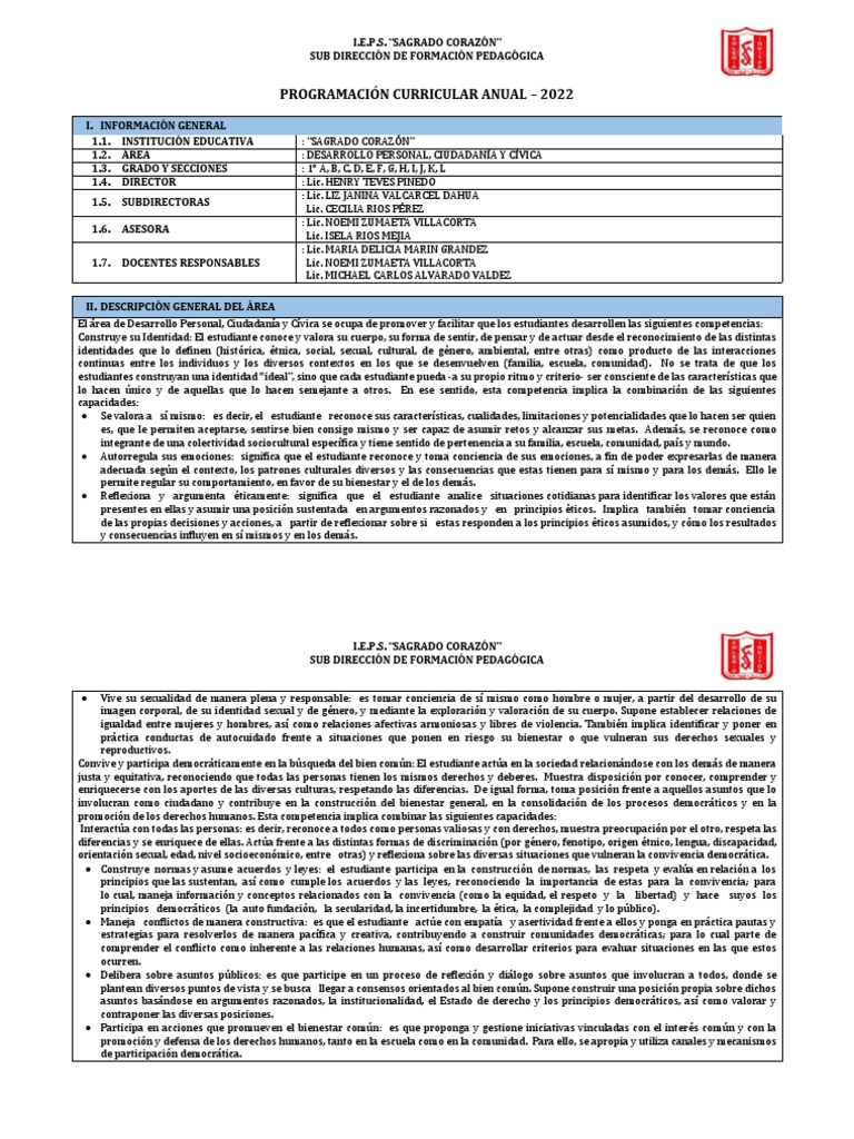 1ro Programación DPCC | PDF | Aprendizaje | Las emociones