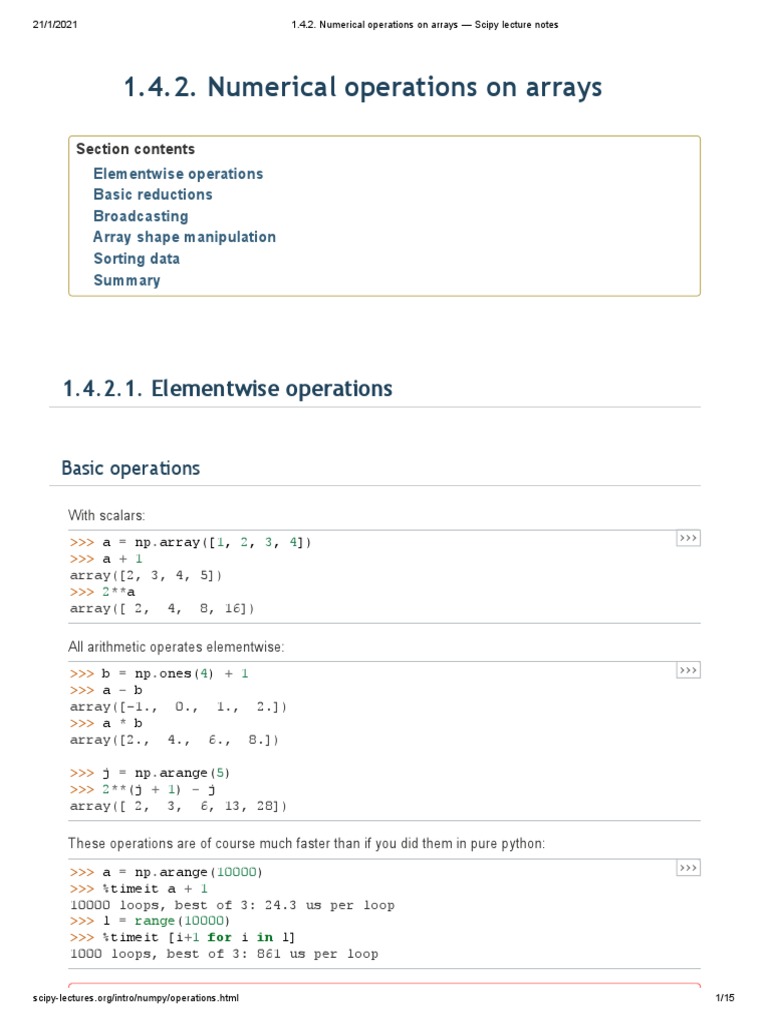 1.4.2. Numerical Operations On Arrays - Scipy Lecture Notes PDF | PDF ... 1.4.2. Numerical Operations On Arrays - Scipy Lecture Notes PDF | PDF ...